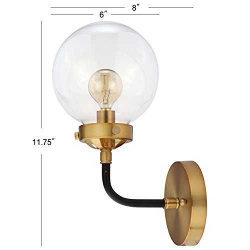 JONATHAN Y JYL9009A Caleb 1-Light 6" Brass Wall Sconce Contemporary Reversible for Bedroom Livingroom Bathroom Hallway, Brass Gold/Black