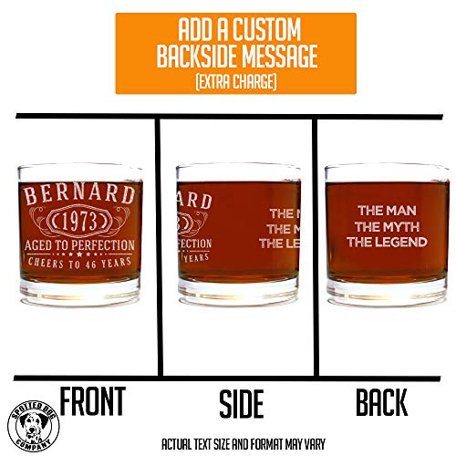 Personalized Etched 11oz Whiskey Glass - Custom Engraved Bourbon Customized Birthday Gifts for Men, Dad Scotch Drinking Glasses, Groomsmen Gifts, Liquor Cocktail Rocks Old Fashioned, Bernard