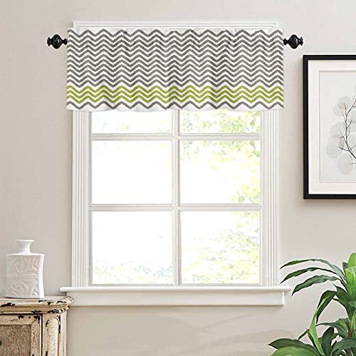 Artwork Store Valances Windows Curtain Abstract Chevron Zig Zag Gary and Yellow Ripple Kitchen Valances Rod Pocket Window Treatment Short Curtains Valance for Window 1 Panel,42 by 18 inches