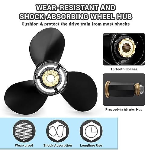 Ceosiner Outboard Propeller 14 1/2 x 19 Pitch 48-832830A45 OEM-Grade Aluminum Boat Outboard Moto Propeller for Mercury135-300HP|Mercruiser|Alpha One,15 Spline Tooth,RH,Hub Kits Included