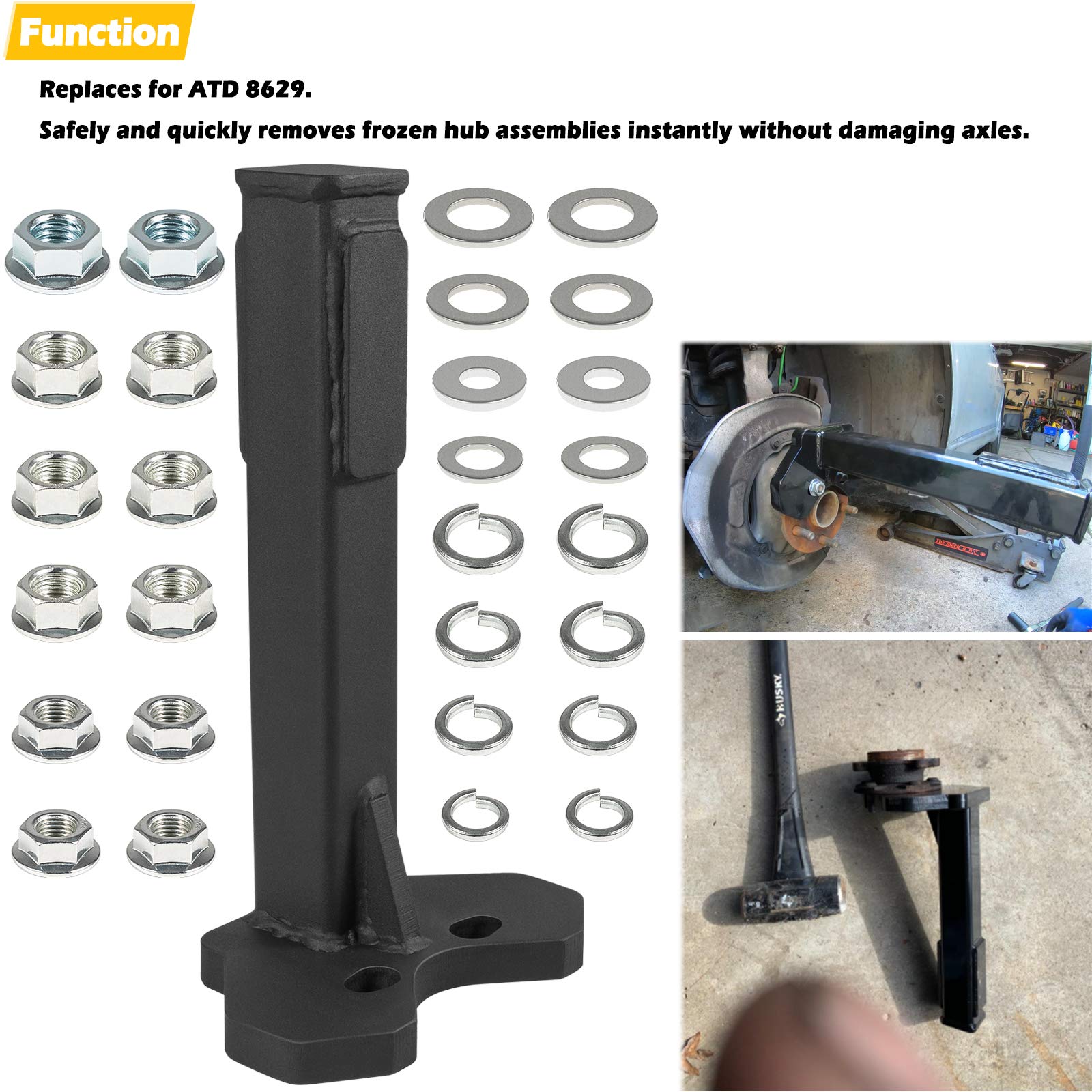 8629 Universal Wheel Bearing Hub Removal Tool Replaces for ATD Tools, Compatible with All Axle Bolt Hubs (5, 6 and 8 Lug Hubs)