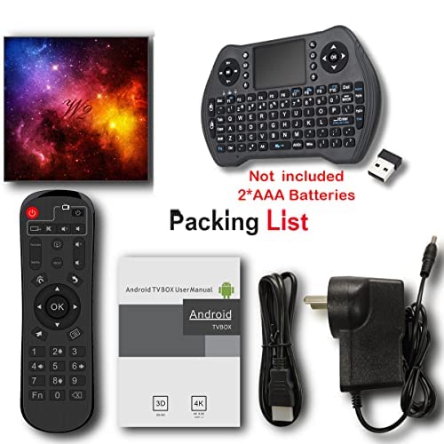 Android TV Box 4GB RAM 128GB ROM Upgraded W2 Mali-G31 2.4G/5G Dual WiFi Bluetooth 4.2,Media Player Support 3D 4K UHD Videos Android 12.0 USB 2.0 with Wireless Backlit Mini Keyboard