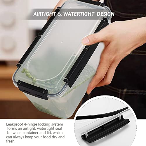 CASA LINGO Pantry Organization and Storage, Pasta Containers for Pantry Kitchen, Set of 4 Plastic Airtight Food Storage Containers with Lid for Bulk Food Dry Food Cereal 4L