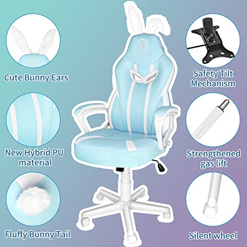 JOYFLY Gaming Computer Chair for Girls Teens, Ergonomic PC Office Kawaii Gamer Chair with Lumbar Support for Women(Light Blue)