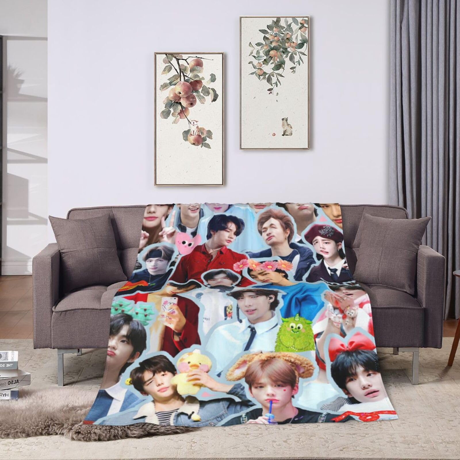 Blanket Stray Kids Hyunjin Soft and Comfortable Warm Fleece Blanket for Sofa,Office Bed car Camp Couch Cozy Plush Throw Blankets Beach Blanketsā¦