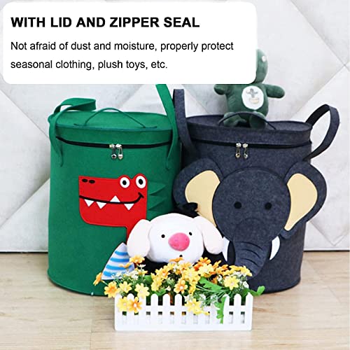 Laundry Hamper with Lid, Cute 3D Animals Waterproof Laundry Basket Collapsible Children Laundry Baskets with Padded Handles for Nursery,Elephants