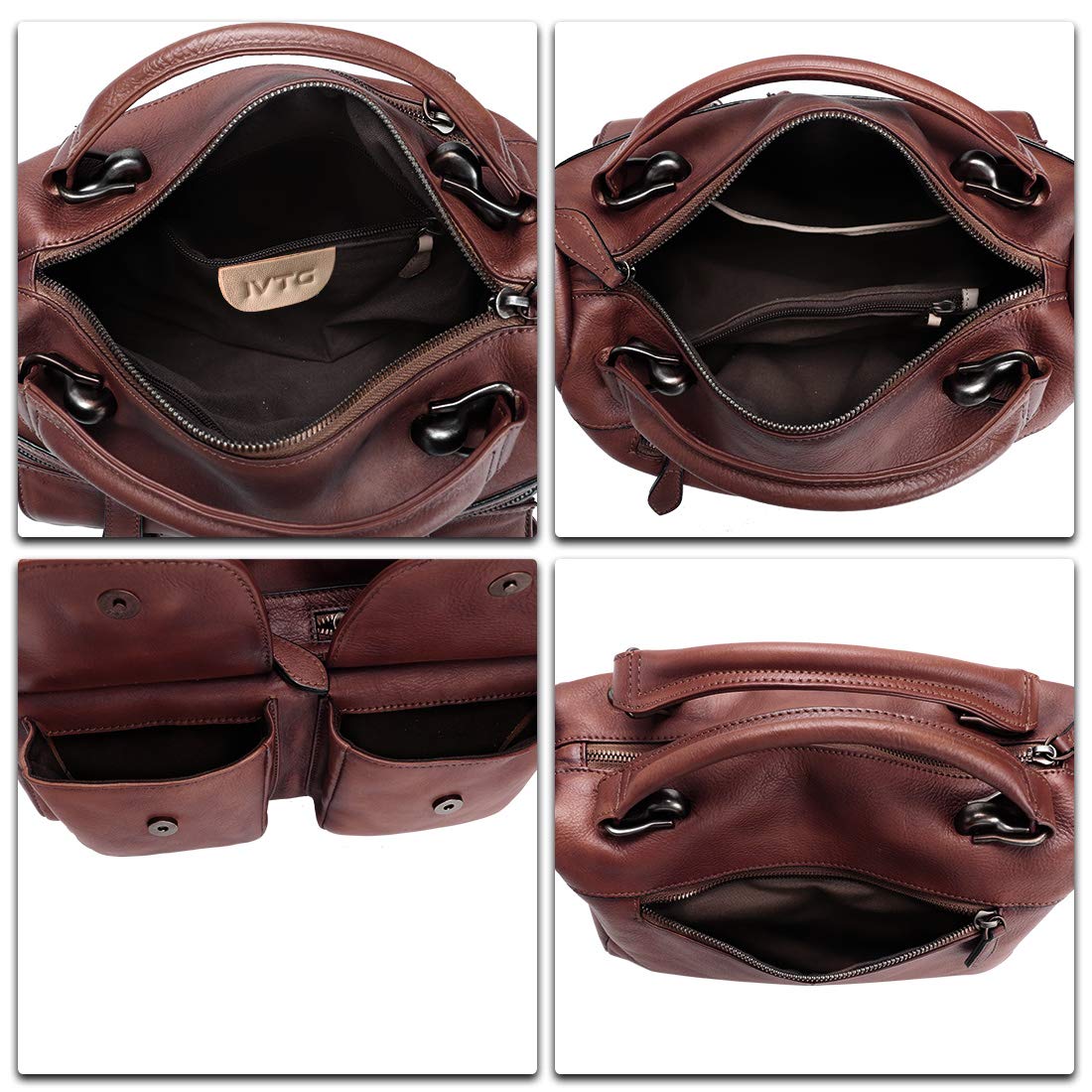 IVTG Genuine Leather Satchel Purse for Women Vintage Handmade Top Handle Bag Crossbody Handbags
