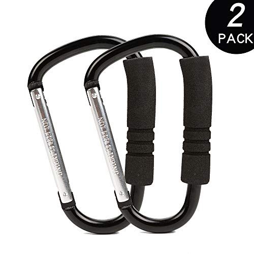 Funbliss Stroller Hooks by Baby,2 Pack Convenient Organizer Hook Bag Clips to Diaper Bags Clothing,Purses,Groceries,Great Hook Set for Mommy When Walking or Shopping(Black)