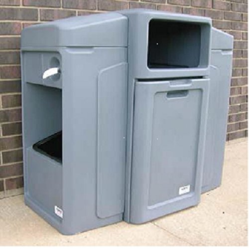 Forte Products 8001742 Enclosed Top Waste Can with Pull-Out Drawer, 20" L x 26" W x 40" H, Grey