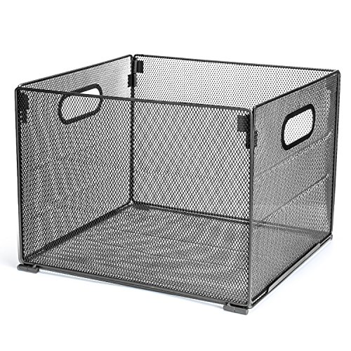 Samstar 2 Pack File Folder Box, Mesh Metal File Crate Organizer Box Hanging File Holder Rack Frame, Letter Size, Black