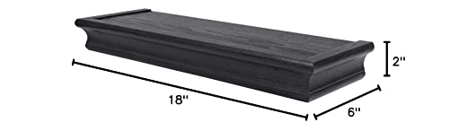HIGH & MIGHTY 515605 Decorative 18" Floating Shelf Holds up to 15lbs, Easy Tool-Free Dry Wall Installation, Beveled, Retail Packaging, Black