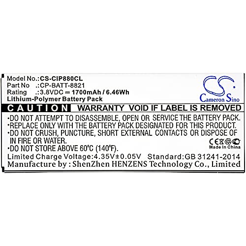 C S 1700mAh Replacement Battery for Cisco 8800, fits Part no CP-BATT-8821 GP-S10-374192-010H 74-102376-01 3.8V Li-Polymer