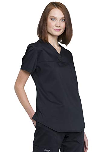 Cherokee Women Scrubs Top Workwear Revolution Tuckable V-Neck O.R WW657, S, Black