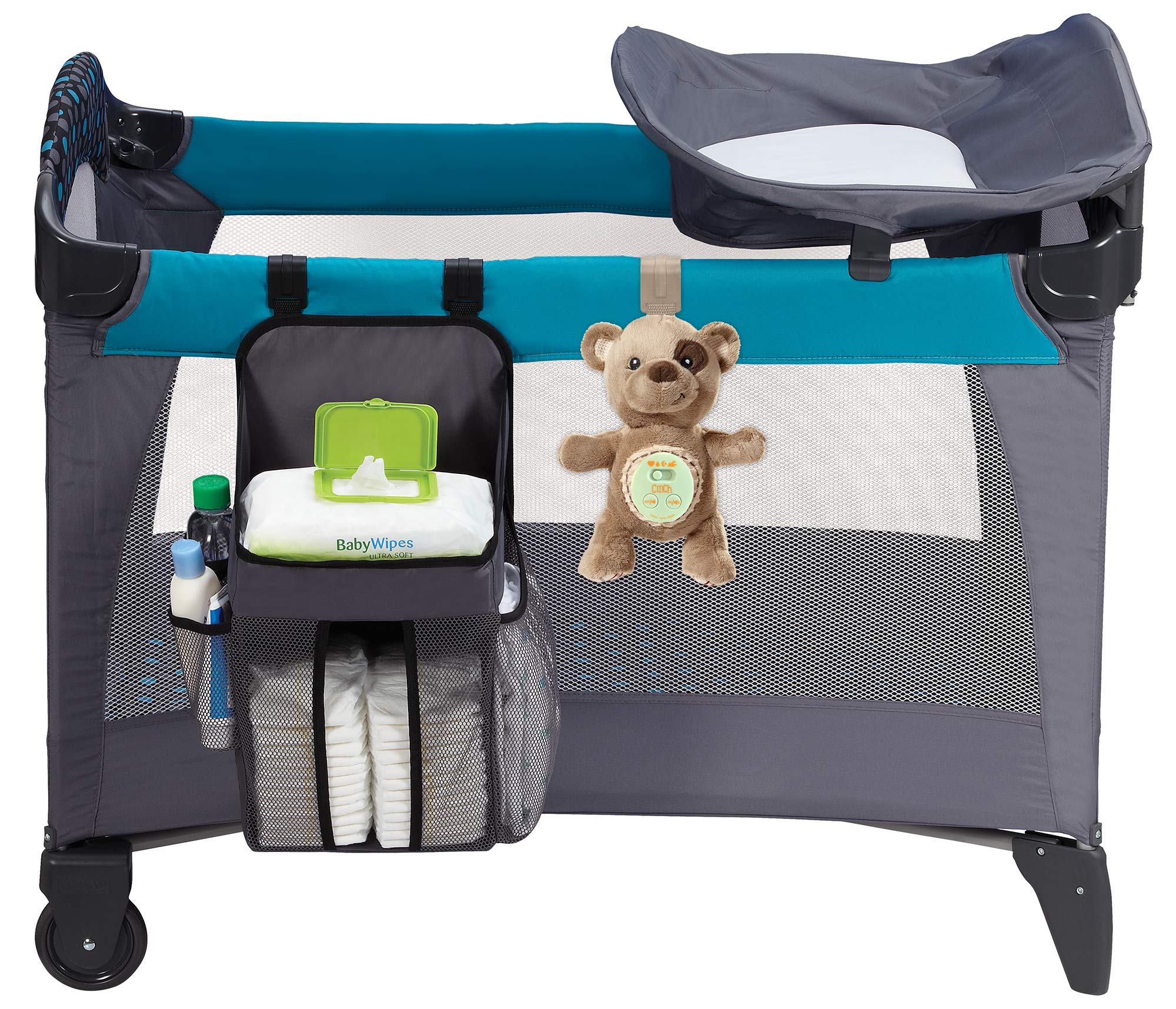 Cinch by dexbaby Plush Mini Bear - Sleep Aid Womb Sound Soother w/ Playard and Crib Attachment