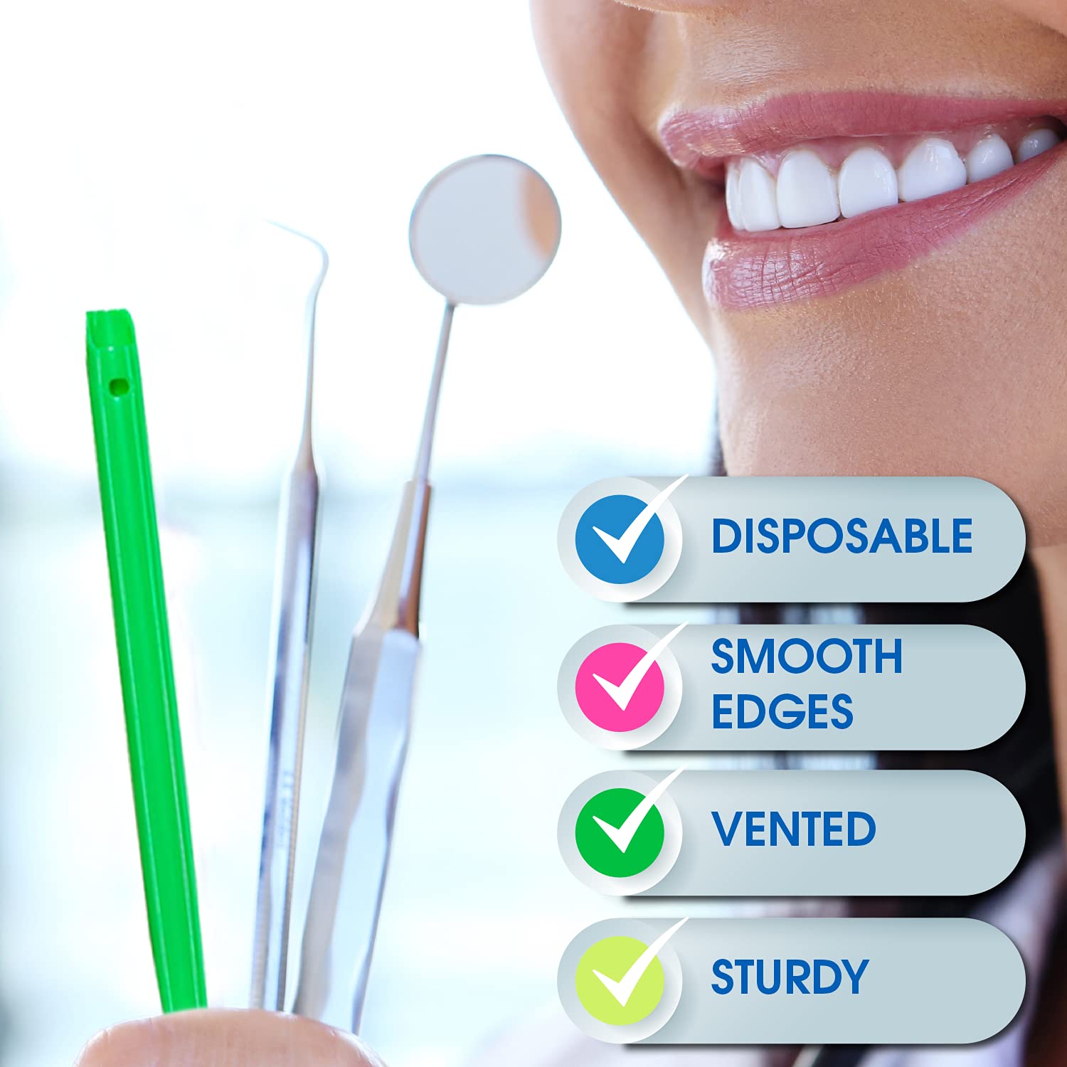 High Volume Evacuator HVE Tips - 100 HVE Suction Tips Dental Disposable - Vented Evacuation Aspirator Tips with Smooth Edges (Rainbow Assorted - 100 Pack) by PlastCare USA