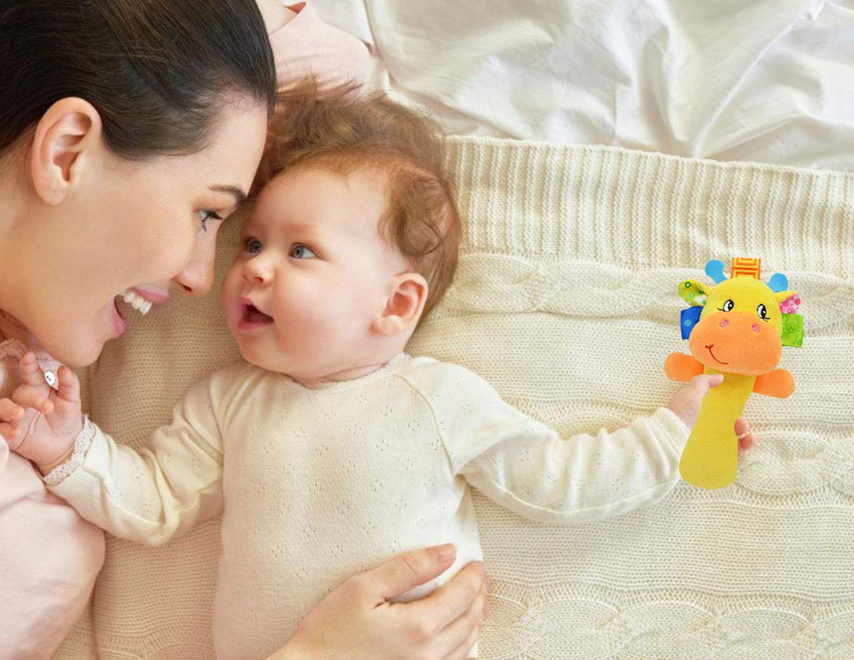 Cartoon Stuffed Animal Baby Soft Plush Hand Rattle Toys Infant Dolls - Giraffe and Monkey