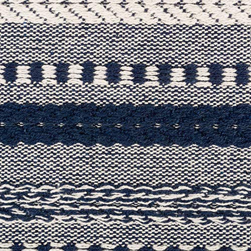 DII Farmhouse Braided Stripe Table Runner Collection, 15x72 (15x77, Fringe Included), Navy Blue