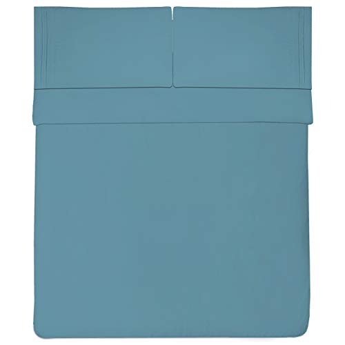 King Size Sheets - Breathable Luxury Bed Sheets with Full Elastic & Secure Corner Straps Built In - 1800 Supreme Collection Extra Soft Deep Pocket Bedding Set, Sheet Set, King, Misty Blue