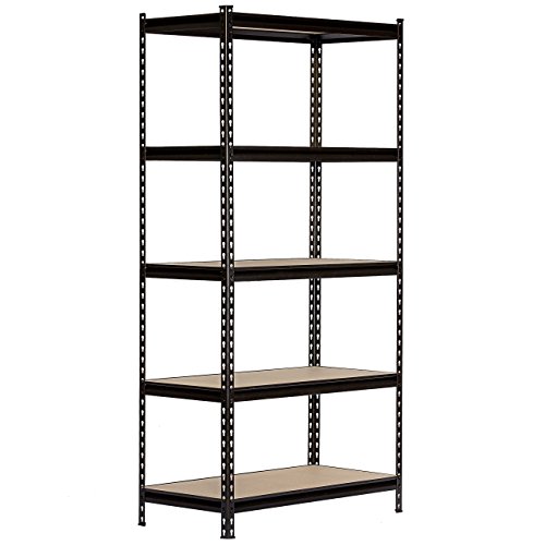 Kingās Rack 5 Layer Black Steel Storage Rack Boltless Shelving Unit Tier Layer Height Adjustable Shelf Organizer 30" W x 12" D x 60" H