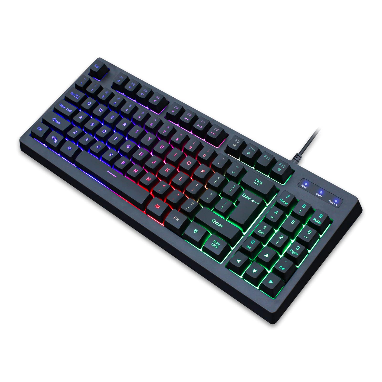 Acogedor ed Colorful RGB Backlight Mechanical Gaming Keyboard for Computer PC, Suspended High and LoMechanical Illuminated Keyboard, 89 Keys USB Wirw Keycaps