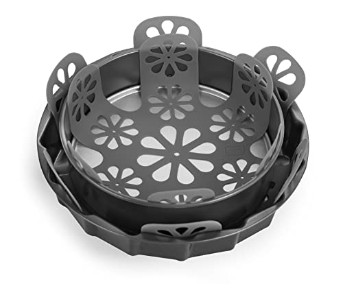 Smart Design Silicone Pan and Plate Protector Trivet - Set of 2 - for Bakeware, Cookware, Pots Stacking - Pads and Protects Against Scratches and Cracks - 13.75 x 13.75 Inch - Gray