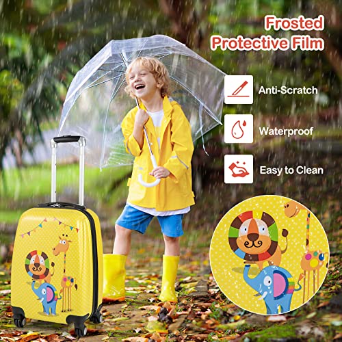 INFANS Kid Luggage Set, 12’’ Travel Backpack and 18’’ Carry on Suitcase with Rolling Spinner Wheels for Children Boys Girls, 2 Pcs Trolley Case Gift for Toddlers, Unicorn