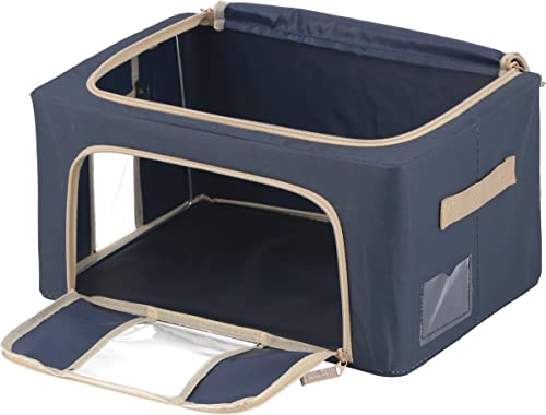Fuji Boeki 63513 Storage Box, Width 15.4 x Depth 11.4 x Height 7.9 inches (39 x 29 x 20 cm), Blue, 5.6 gal (22 L), with Small Window, Stackable