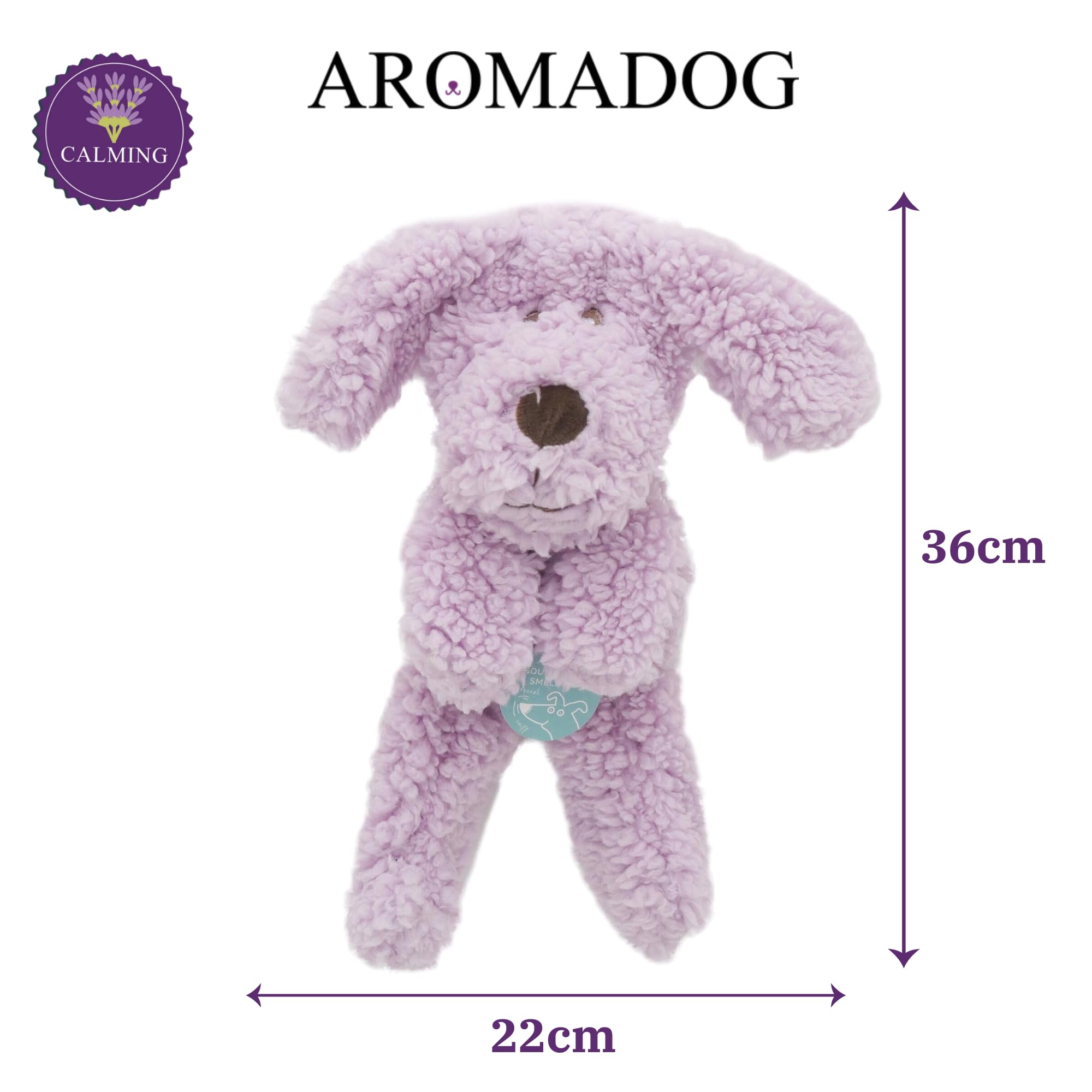 Aromadog Rosewood Calm Fleece Flattie Dog Toy, with Calming Lavender Blend Essential Oils
