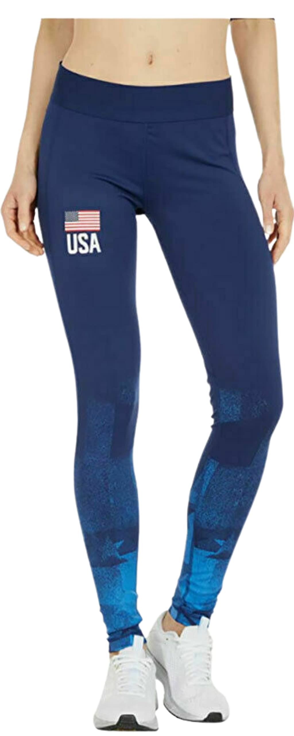 adidas womens USA Volleyball Performance Long Tights Team Navy Blue/White Large