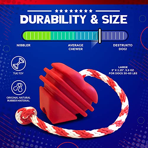 SodaPup MuttsKickButt Heart on a String β Durable Dog Tug Toy, Chew Toy, & Treat Dispenser Made in USA from Non-Toxic, Pet-Safe, Food Safe Natural Rubber for Bonding, Exercise, Training, & More