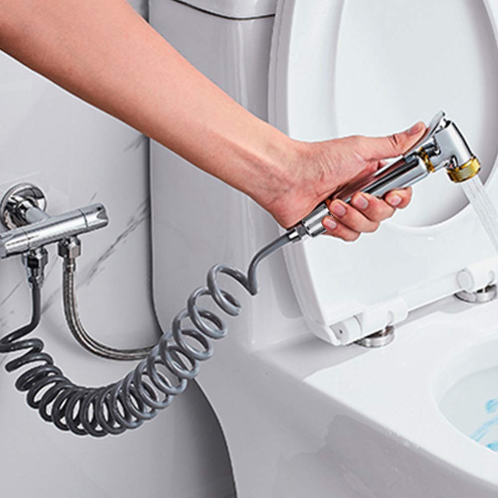 ANGGREK Long Shower Hose ABS Spring Flexible Shower Hose for Water Plumbing Toilet Bidet Sprayer Bathroom (Grey)