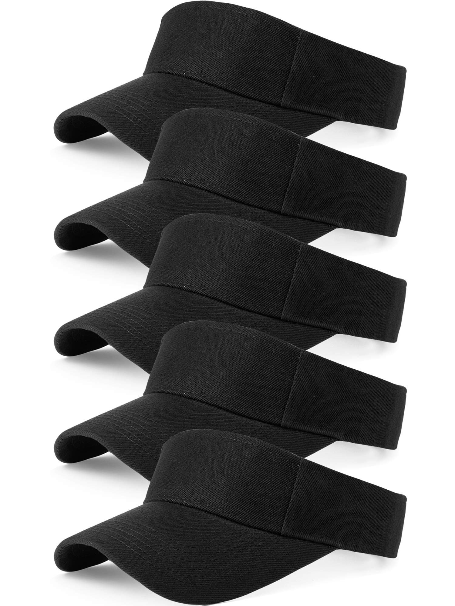 5 Pieces Sport Wear Athletic Visor Sun Visor Adjustable Cap Men Women Sun Sports Visor Hat (Black)