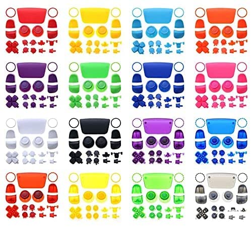 Full Set Buttons L1 R1 L2 R2 D-pad Thumb Joystick Cap with Accent Rings for PS5 Controller Button Replacement (Red)