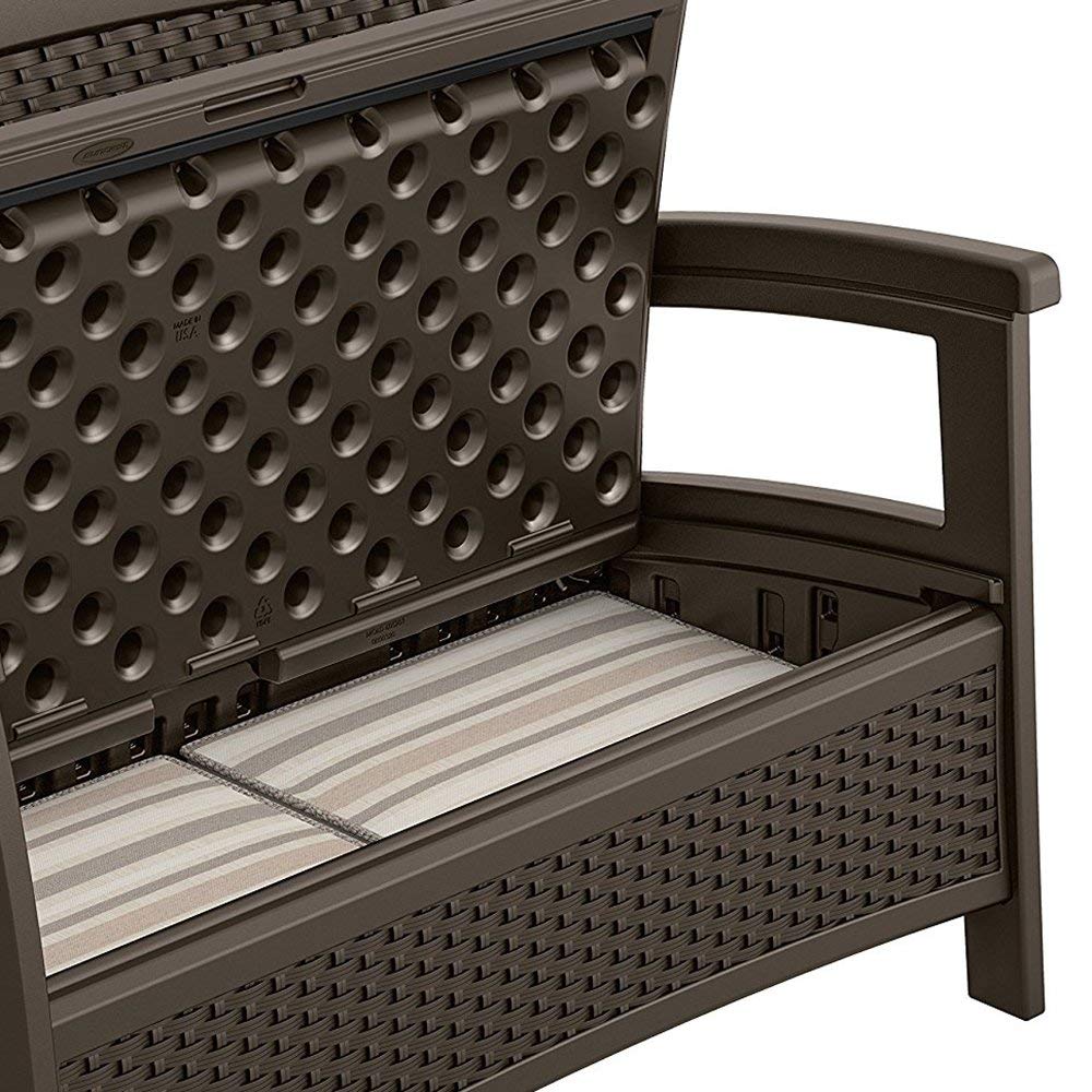 Suncast Elements Resin Wicker Design Loveseat with Storage Area, Java (2 Pack)