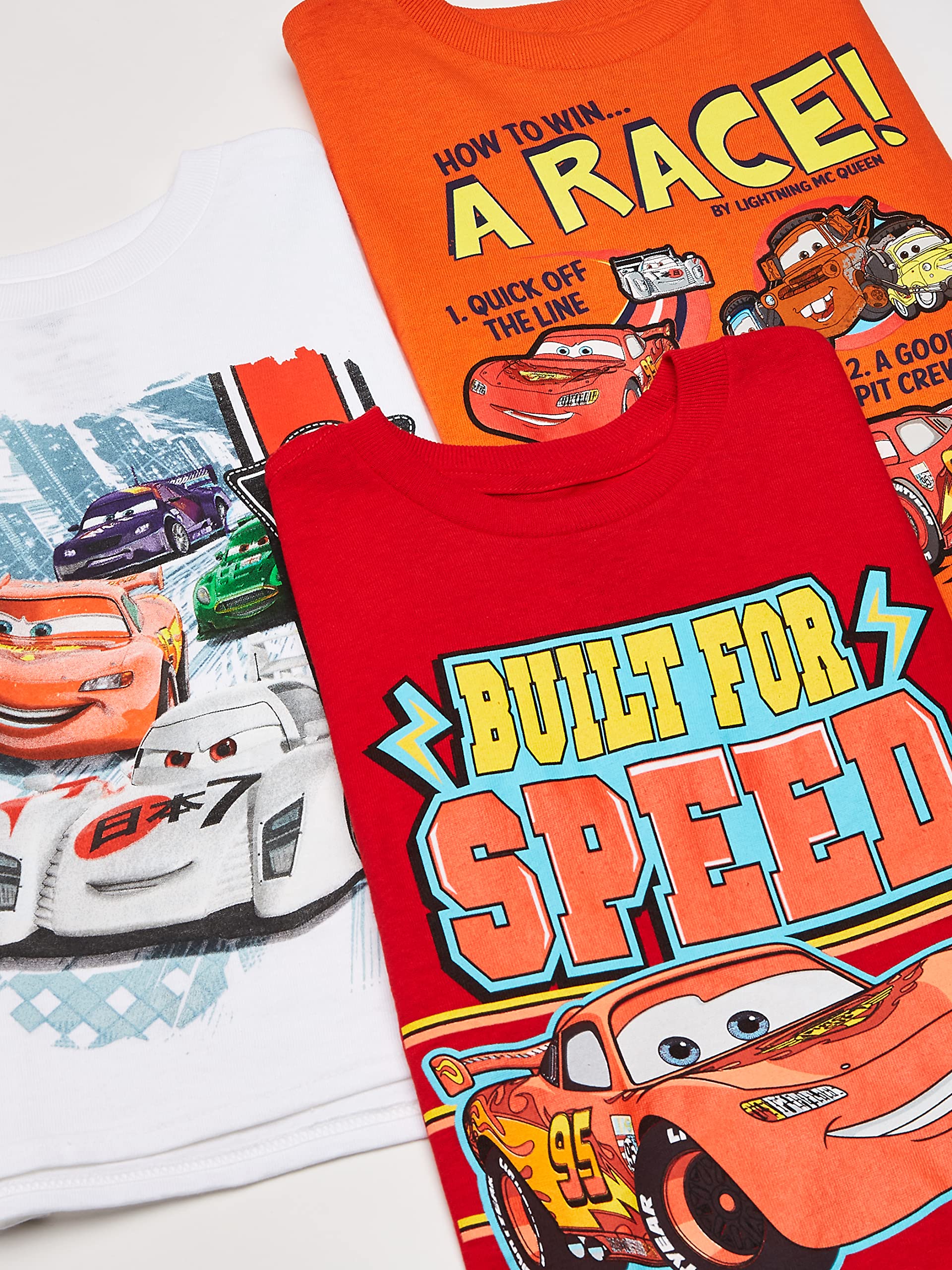 Disney Boys' Toddler Cars Three-Pack T-Shirt, Multicolor, 5 T