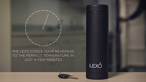 LEXO Temperature Regulating Smart Travel Mug - Flip Top Lid (Black, 16. oz.)