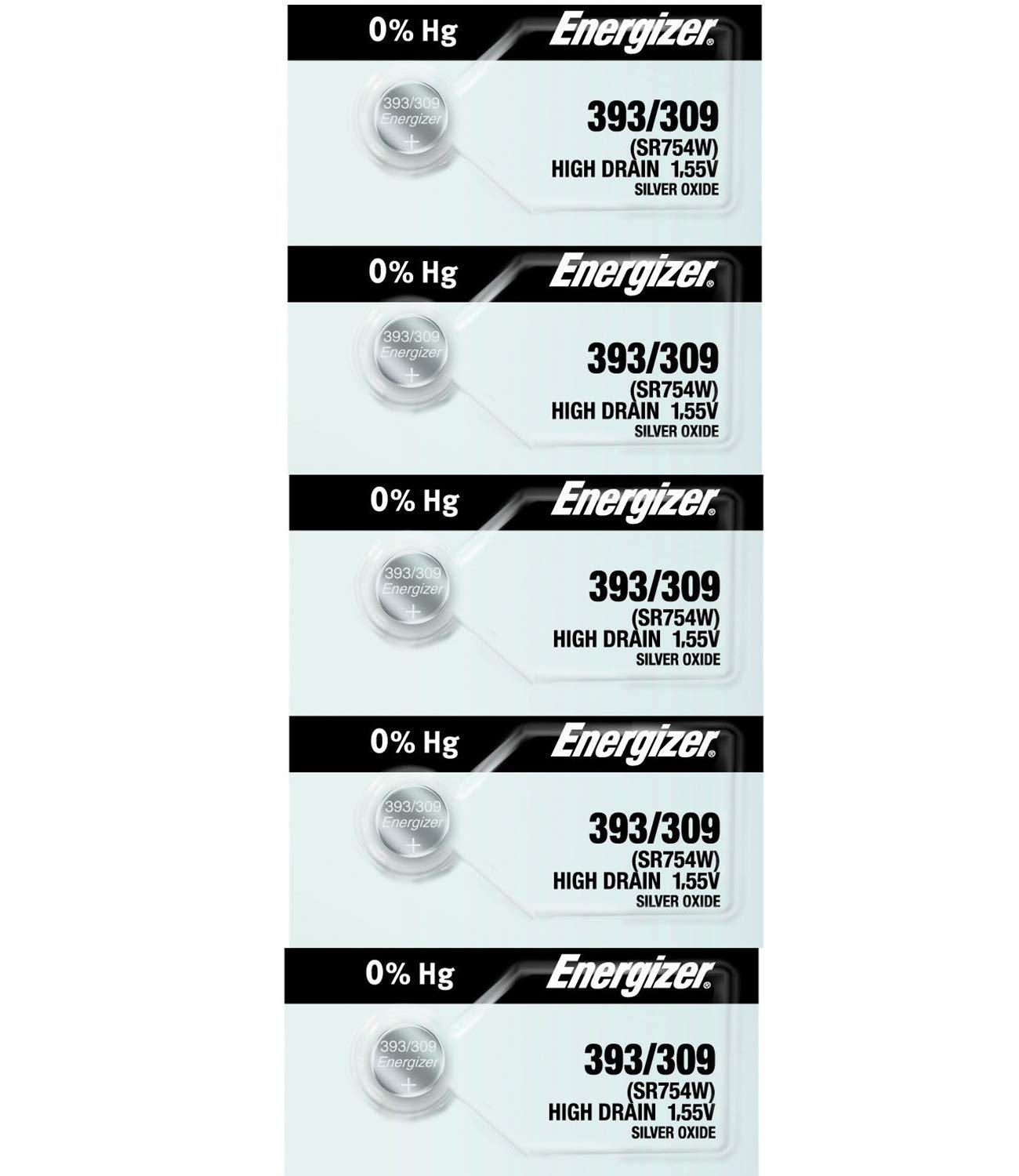 Energizer 393 Silver Oxide 10 Batteries (SR754W)