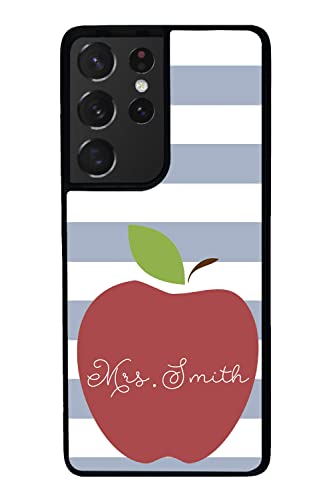 Apple Teachers Appreciation Personalized Black Rubber Phone Case Compatible With Samsung Galaxy S23 S23+ Ultra S22 S22+ S21 S21FE S21+ S20FE S20+ S20 Note 20 S10 S10+ S10e
