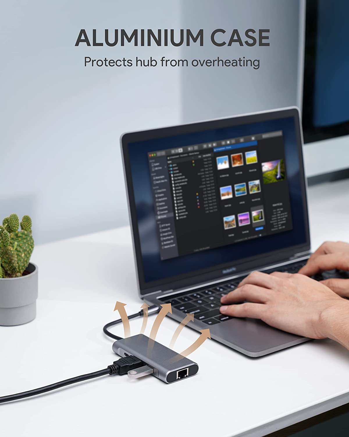6 in 1 USB C Hub, Type C Hub Adapter with 4K HDMI and Gigabit RJ45 Ethernet Port for MacBook Pro/Air HP Dell Laptops