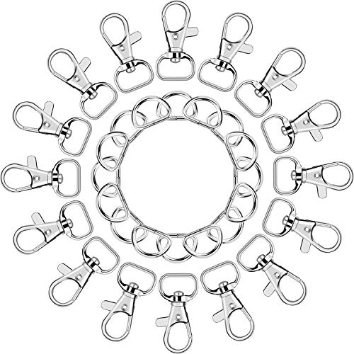 SANNIX 120 Pcs Keychain Clip Hooks with D Ring Include 60Pcs Swivel Snap Hooks Lanyard Clip and 60Pcs D Ring for Purse Hardware Sewing Projects (1/2β Inside Width)