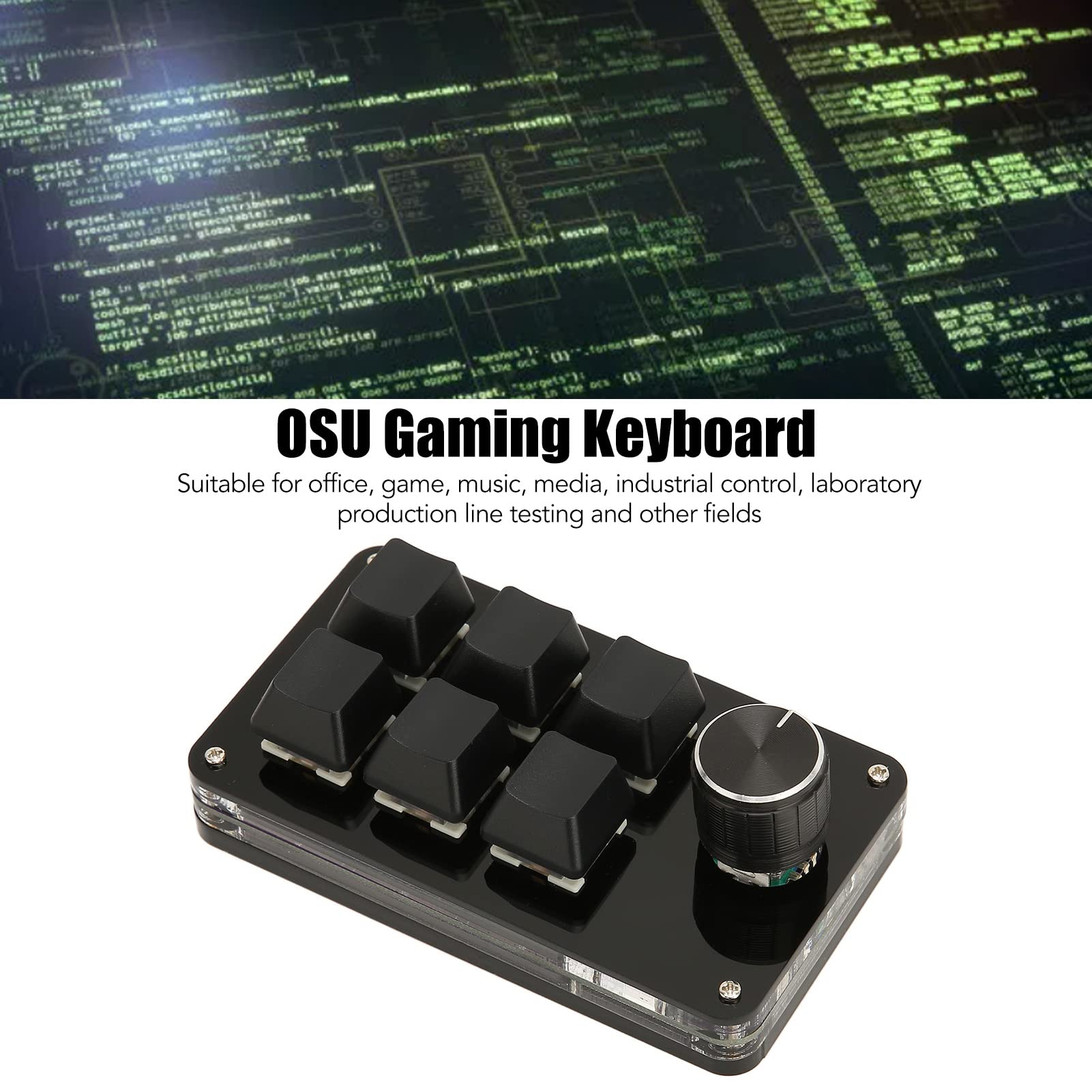 6 Key Mini Keypad, One Handed Mechanical Gaming Keyboard with Knob Programming Macro RGB Keypad, Standard Keyboard for Windows PC Laptop Office, Gaming, Music, Plug and Play