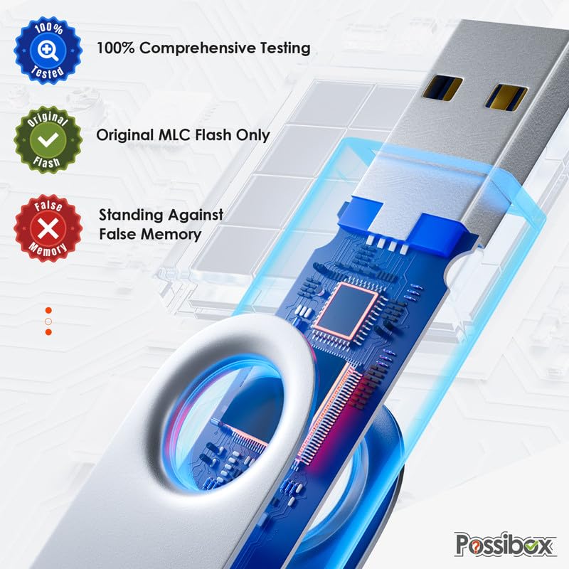 Possibox Custom Swivel USB Flash Drive 4GB Promotional Product Personalized with Your Logo - Bulk USB 2.0 - Customizable 50 Pack