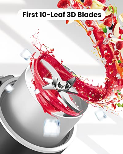 Elechelf Portable Blender for Shakes and Smoothies,Travel Blender USB Rechargeable,Cordless On the Go Blender,Personal Blender,Mini Blender,Small Blender ,Fast Fresh Juice Blender, Matte Black 12 oz 10 Blades