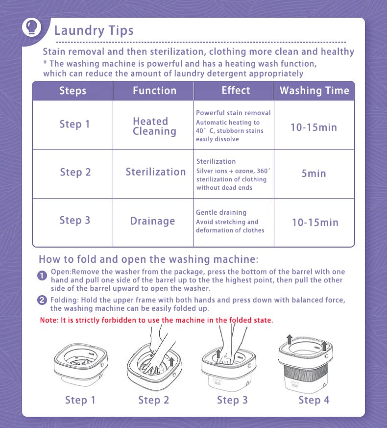 8L Portable washing machine, Mini washing machine, Foldable Bucket Washer for Washing Baby Clothes, Underwear, Suitable for Camping, RV, Travel, Small Spaces, Lightweight