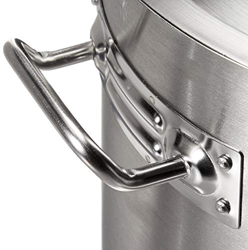Gas One Fryer Pot 32 quart - All Purpose - Stainless Steel Tri-Ply Bottom with All Purpose Pot Deep Fryer Steam & Boiling Basket