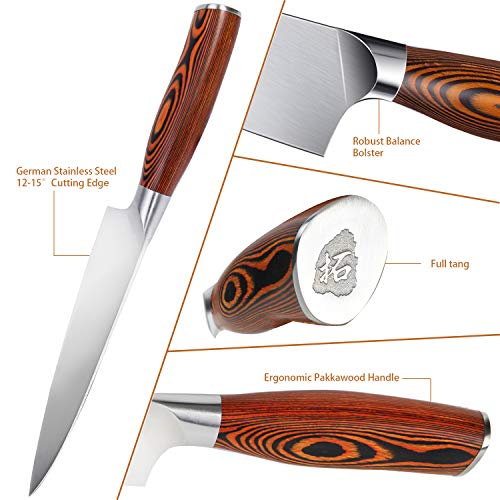 TUO Chef Knife- Kitchen Chefs Knife - High Carbon German Stainless Steel Cutlery - Rust Resistant - Pakkawood Handle - Luxurious Gift Box Included - 7 - Fiery Phoenix Series