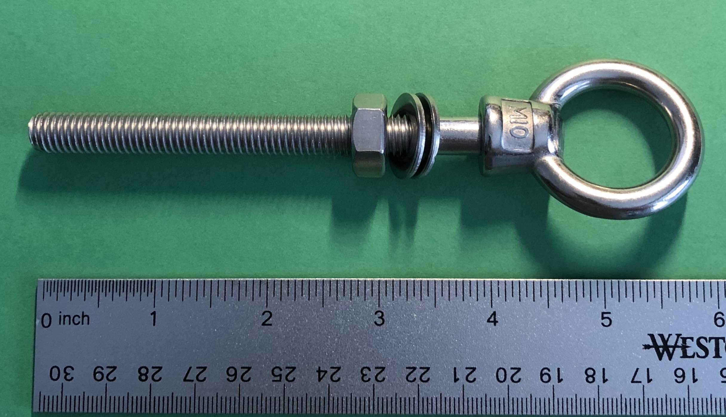 US STAINLESS Stainless Steel 316 (Shape Type 307) M10 Lifting Eye Bolt 10mm x 100mm Marine Grade Pitch of 1.5