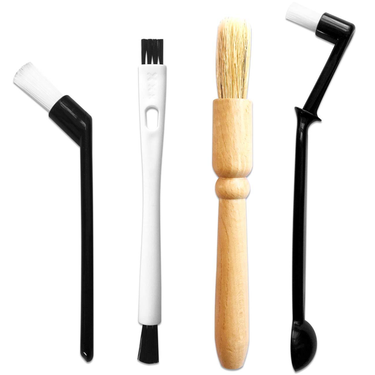 ACKLLR Coffee Grinder Cleaning Brush, Heavy Wood Handle & Natural Bristles Wood Dusting Espresso Brush and Nylon Espresso Machine Brush with Spoon for Bean Grain Barista Pasta Makers Home Kitchen