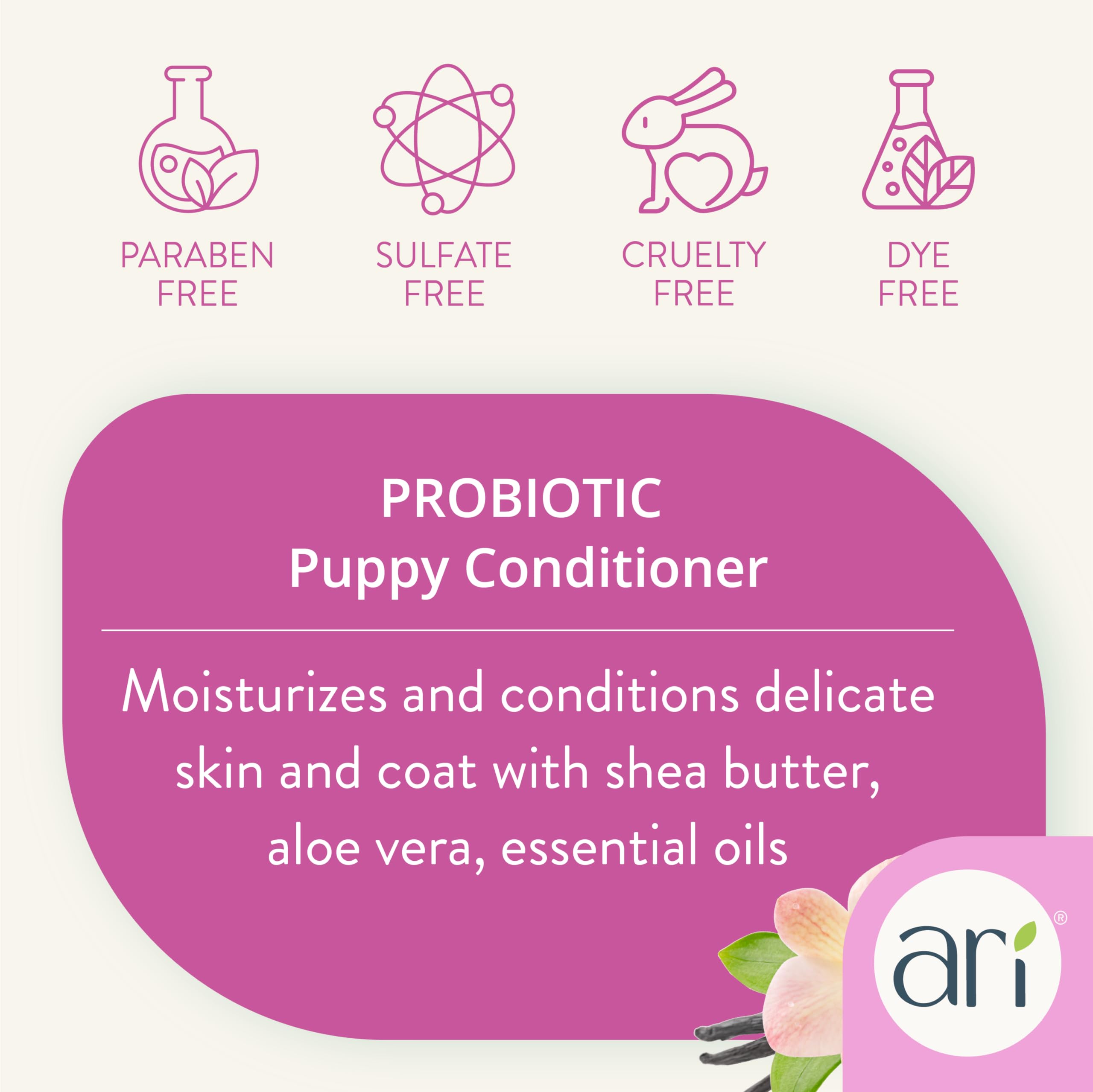 Ari Probiotic Dog Conditioner (16 oz) β Deep Cleansing & Moisturizing for Dry, Itchy Skin Relief β Grooming with Vanilla & Almond for Dogs & Puppies