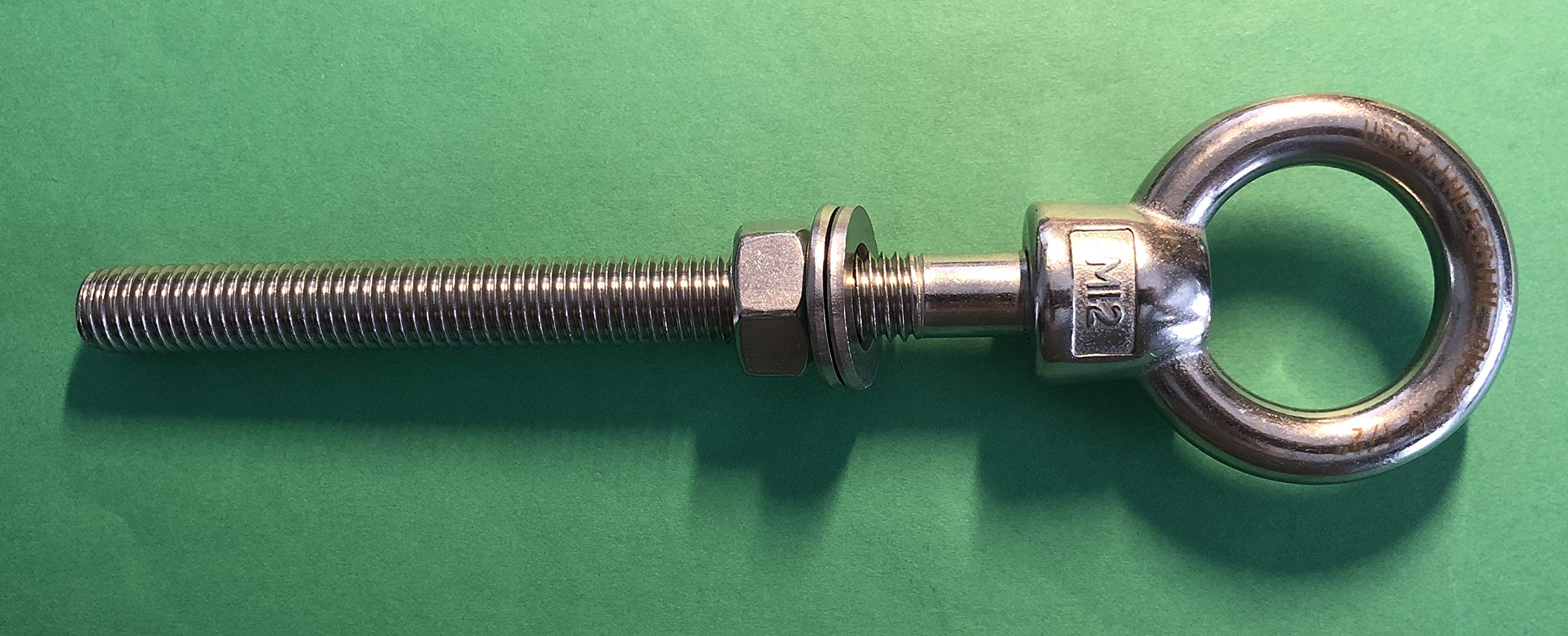 US STAINLESS Stainless Steel 316 (Shape Type 307) M12 Lifting Eye Bolt 12mm x 120mm Marine Grade Pitch of 1.75
